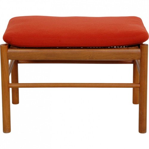 Colonial Ottoman in Orange Fabric by Ole Wanscher, 1980s for sale at Pamono