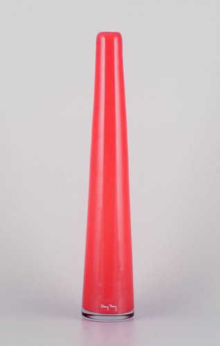 Tall and Slender Art Glass Vase in Orange Glass by Henry Dean, Belgian ...