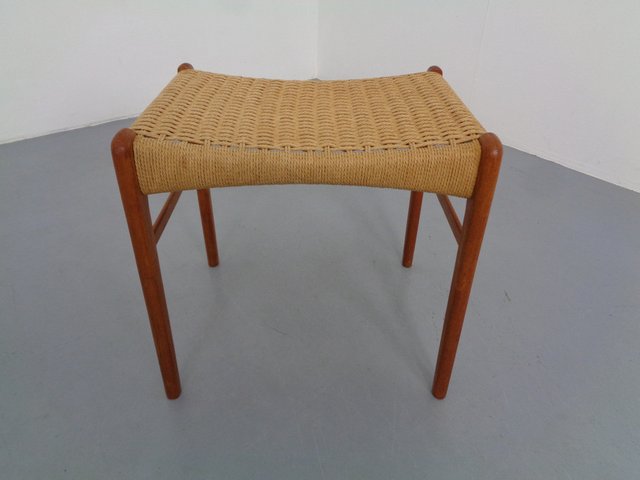 Ottoman in Teak and Paper Cord by Peder Kristensen for Glyngore ...