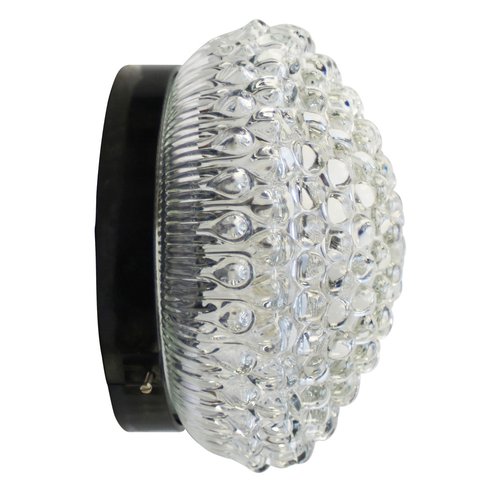 Mid-Century Modern Clear Crystal Glass Bakelite Sconce for sale at Pamono