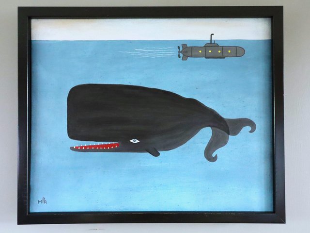 Matt Rix, Submarine and Sperm Whale, Oil Painting, Framed for sale at ...