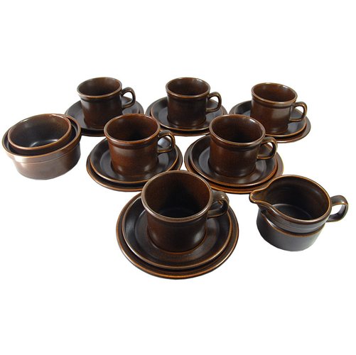 Sterling Brown Tea Set from Wedgwood, 1970s. Set of 15 for sale at Pamono