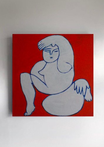 Bodasca, Femme assise, 2025, Acrylique sur Toile en vente sur Pamono
