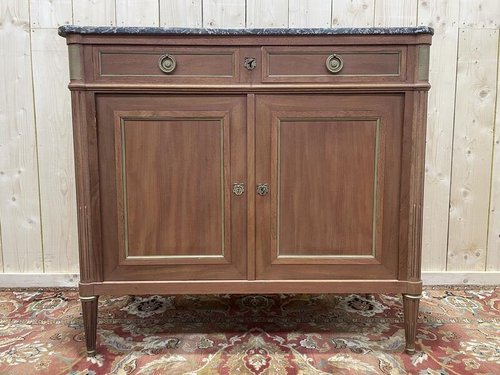 Louis VII Style Low Sideboard in Mahogany and Marble for sale at Pamono
