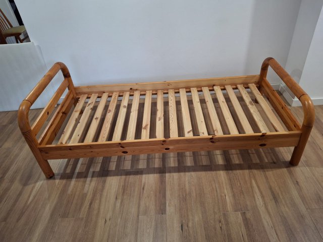 Scandinavian Single Pine Bed for sale at Pamono