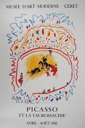 After Pablo Picasso, Bullfighting, Lithographic Poster for sale at Pamono