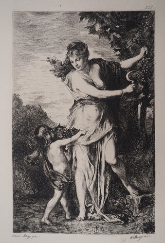 After Henri Léopold Levy, Mother and Child, Autumn, Engraving, 1873 for ...