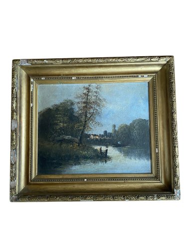 French Barbizon School Artist, Landscape, Oil on Canvas, 19th Century ...