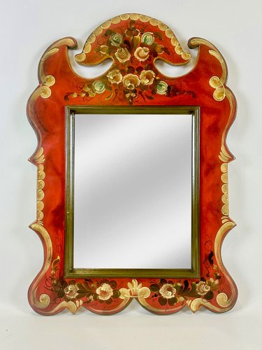 Austrian Hand-Painted Wall Mirror, 1970s for sale at Pamono