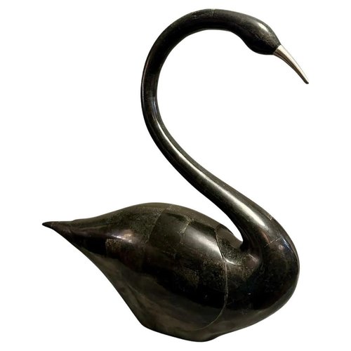 Large Black Marble Swan from Maitland Smith, 1980s for sale at Pamono