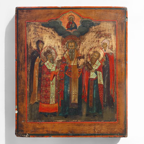 19th Century Traditional Religious Icon Representing Selected Saints ...