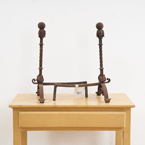 Antique Wrought Iron Andirons, Set of 2 for sale at Pamono