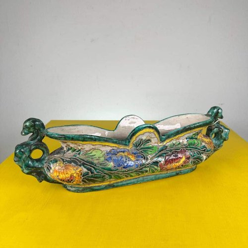 Hand Painted and Decorated Majolica Vase for sale at Pamono