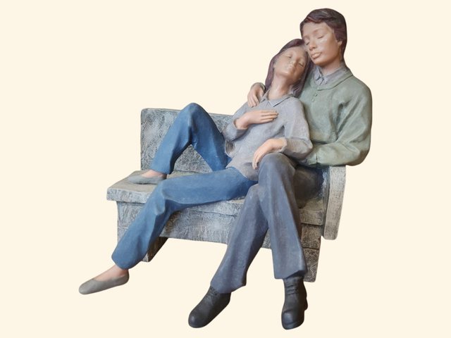 Figure on Bench Resin Decorative for sale at Pamono