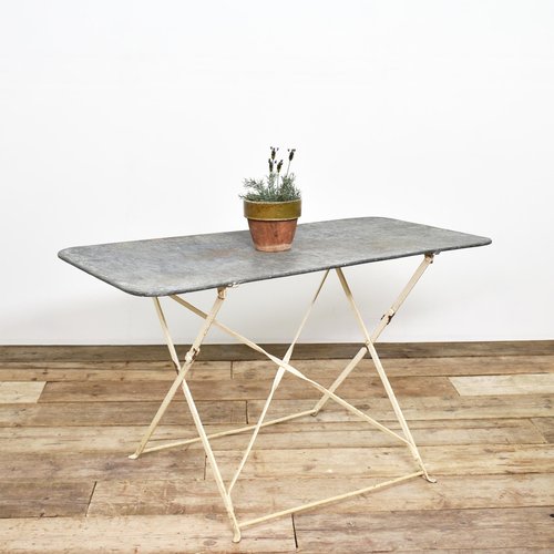 Large Antique French Metal Zinc Top Garden Bistro Table, 1920s for sale ...