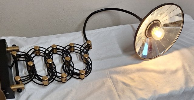 Adjustable Vintage Wall Lamp in Black Painted Metal with Brass Joints ...