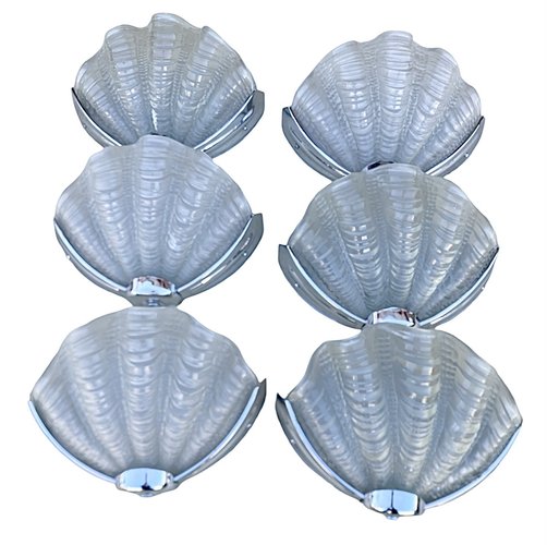 Art Deco Clam Shell Wall Lights, 1930s, Set of 6 for sale at Pamono