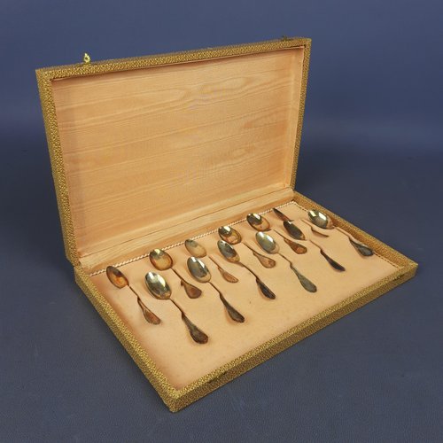 800 Silver Spoons with Box, 1970s, Set of 12 for sale at Pamono