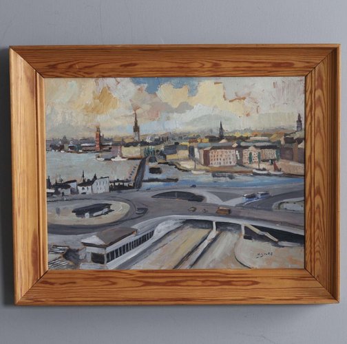 Stockholm Station, Oil on Panel, Framed for sale at Pamono