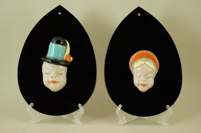 Art Deco Ceramic Masks attributed to Komlòs Brothers Manufacture ...