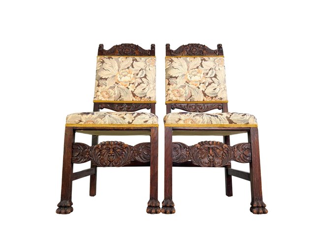 Set of Neo-Baroque Chairs in Wood Carving for sale at Pamono