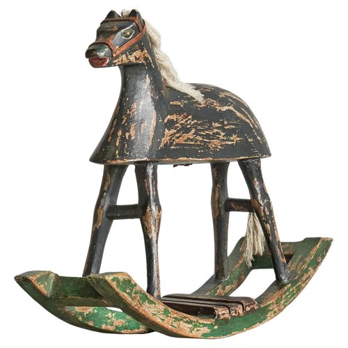 Antique Folk Art Miniature Rocking Horse in Painted Wood, 1890s for ...