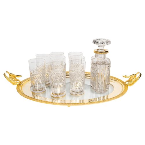 Large Aperitif Set in 24 Carat Gold Plated Metal and Crystal, Set of 10 ...