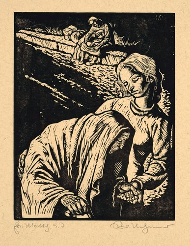Rudolf Nehmer, Blessed Are the Merciful, 1948, Woodcut for sale at Pamono