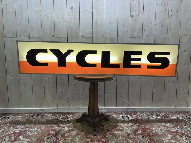 Vintage Illuminated Cycles Sign for sale at Pamono