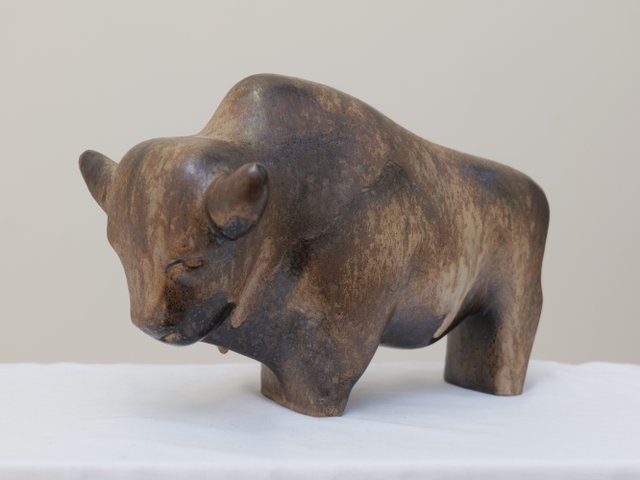 Großer Vintage Bison/Stier aus Keramik von Kurt Tschörner für Ruscha ...