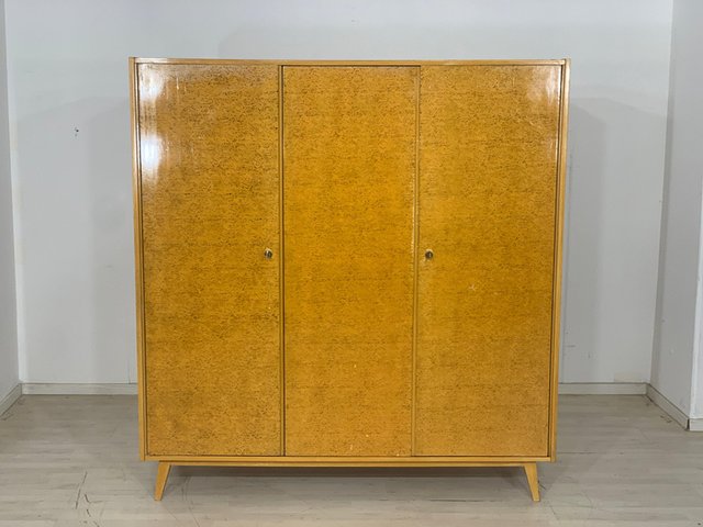 Vintage German Linen Wardrobe for sale at Pamono