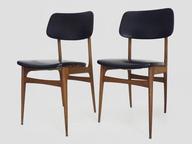 Sillas escandinavas vintage de madera de haya y escay, años 50. Juego ...