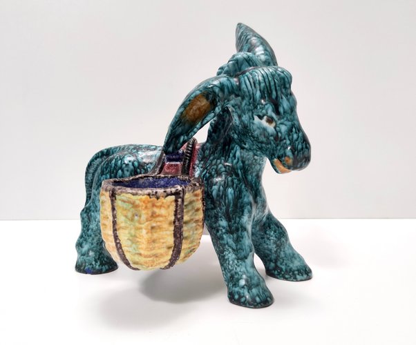 Hand-Painted Earthenware Figural Donkey Table Salt Cellar and Pepper ...