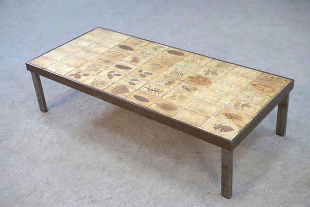 Table Basse Herbarium en Céramique et Acier par Roger Capron, 1950s en ...