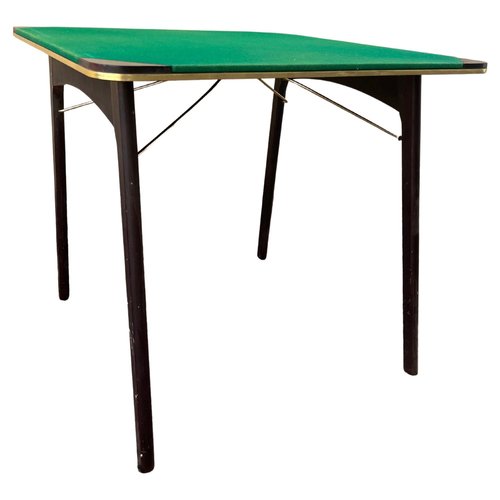 Vintage Folding Wood and Fabric Game Table, 1960s for sale at Pamono