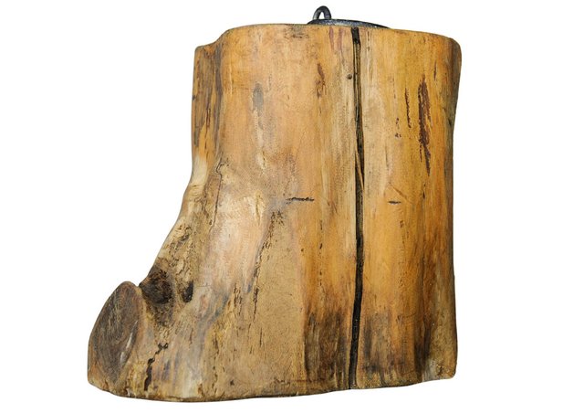 Rustic Hand-Carved Wooden Organic Tree Stump Door Stop with Iron Handle ...