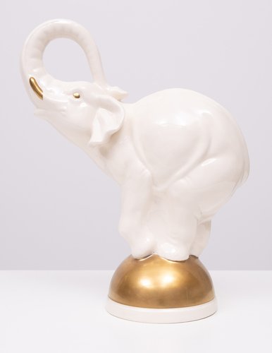 Large Ceramic Elephant on Golden Ball, 1970s for sale at Pamono