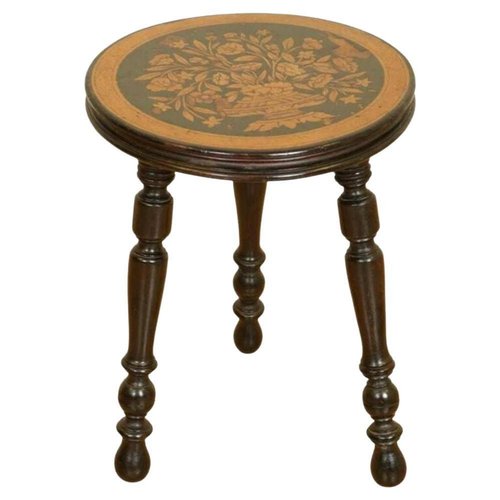 Dutch Lacquered Marquetry Stool for sale at Pamono