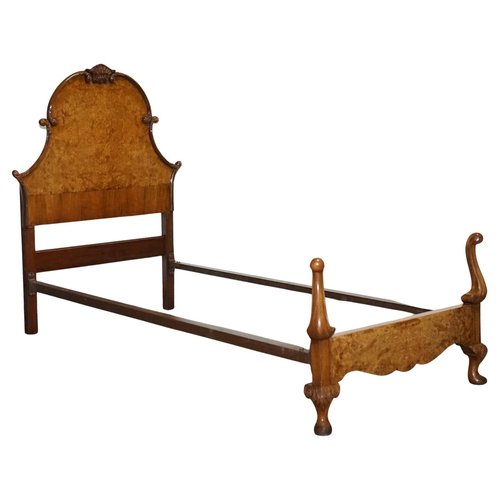 Art Deco English Burr Walnut Vono Bedstead Frame Queen Anne, 1930s for ...