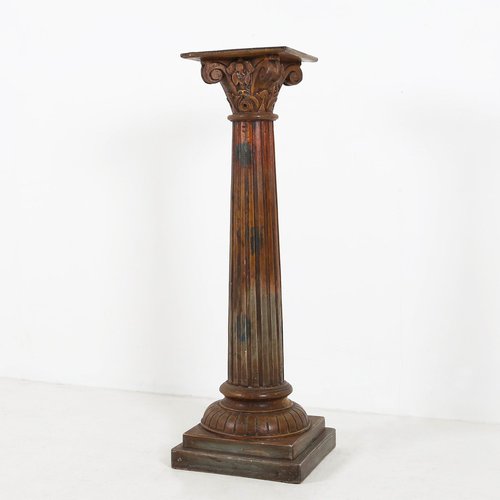 Antique Carved Wood Corinthian Column, France, 1890s for sale at Pamono