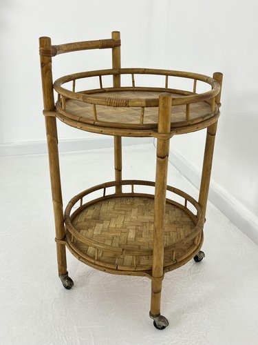Mid-Century Circular Bamboo Trolley, 1960s for sale at Pamono