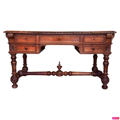Spanish Baroque Style Oak Library Table or Desk, 1890s for sale at Pamono