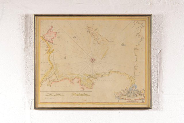 Carta marítima antigua de la Isla de Man de Capitán Greenvile Collins ...