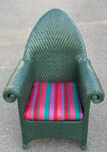 Vintage Green Wicker Style Chair for sale at Pamono