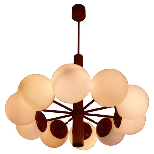 Mid-Century Modern Red Kaiser 10-Arm Chandelier from Kaiser Idell ...