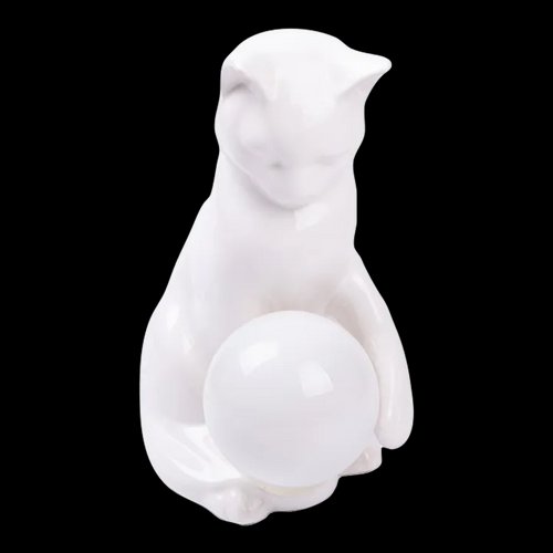 White Ceramic Cat Table Lamp, 1970s for sale at Pamono