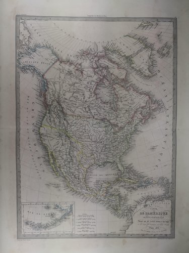 Mapa antiguo de América del Norte de 1838 Primera edición original del mapa Pierre M. Lapie en ...