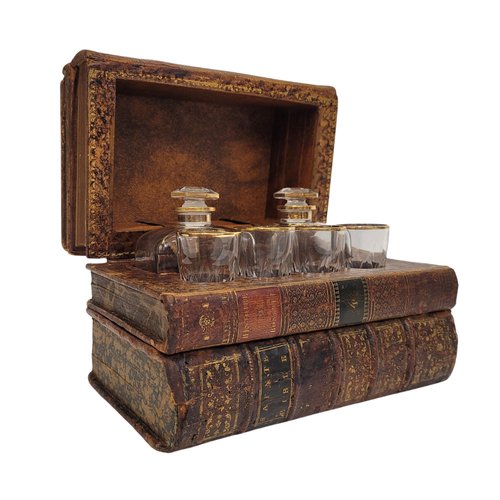 19th Century Secret Decanter in Cut Glass, Embossed Leather & Wood ...