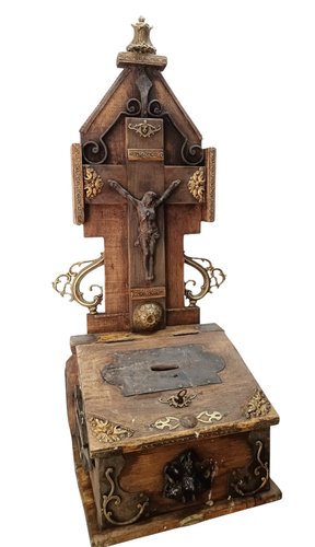Church Alms Box in Bronze and Wood for sale at Pamono