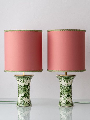 Zenith Delft Green Table Lamps from Amitabha Studio with new salmon ...